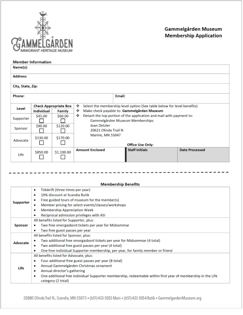 membership-form - Gammelgården Museum