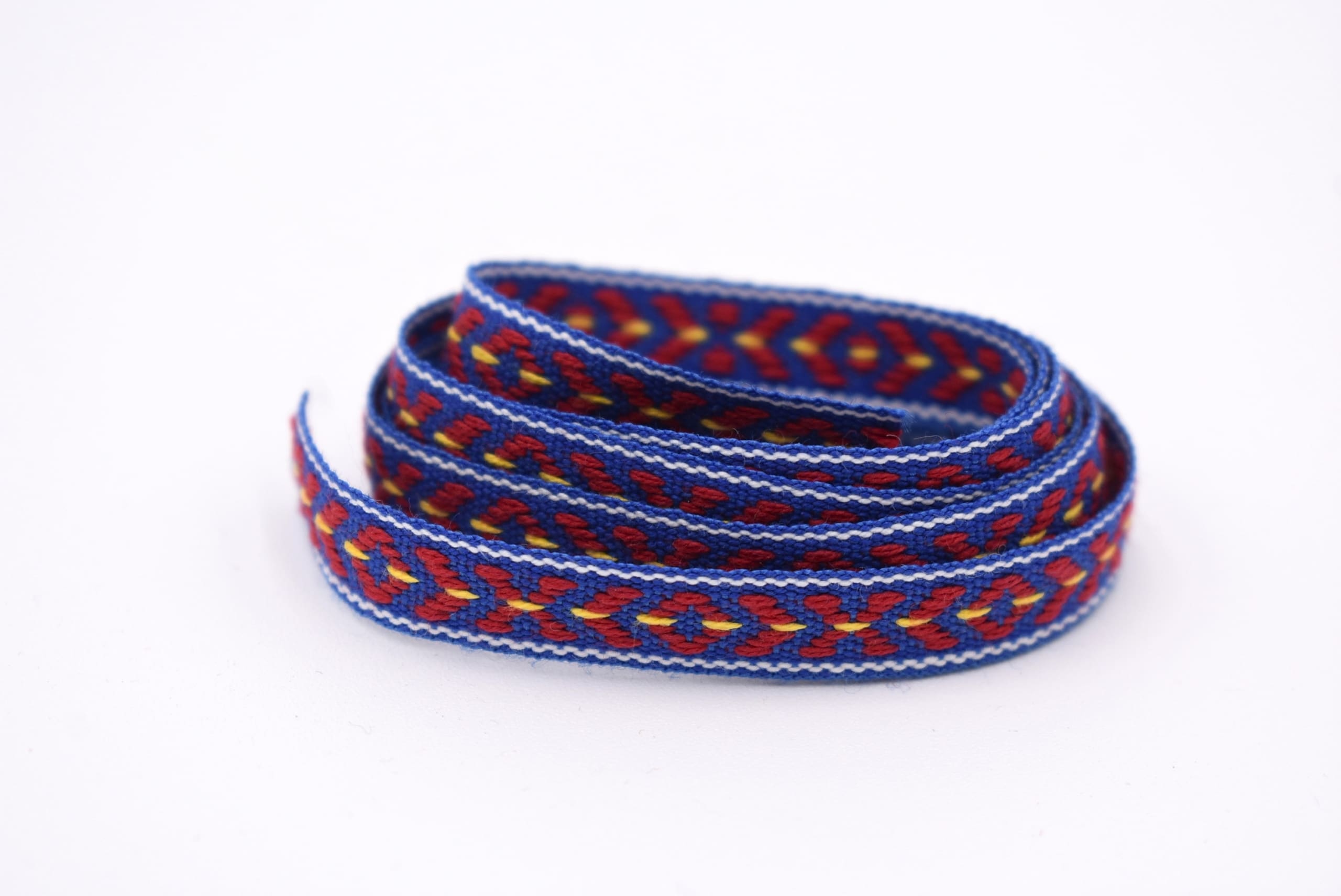 Braided Ribbon - Blue with white and red - Gammelgården Museum