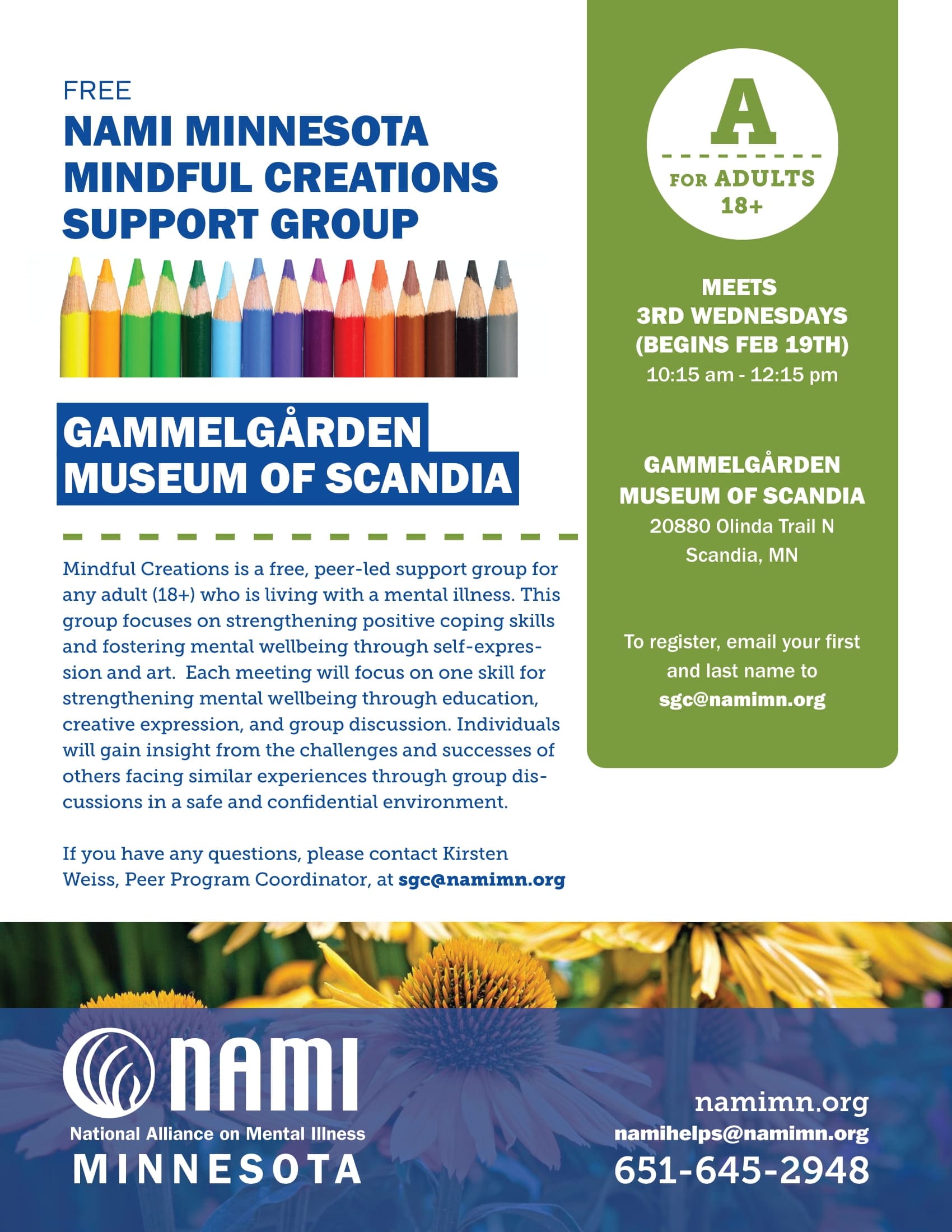 NAMI Minnesota Mindful Creations Support Group - Gammelgården Museum
